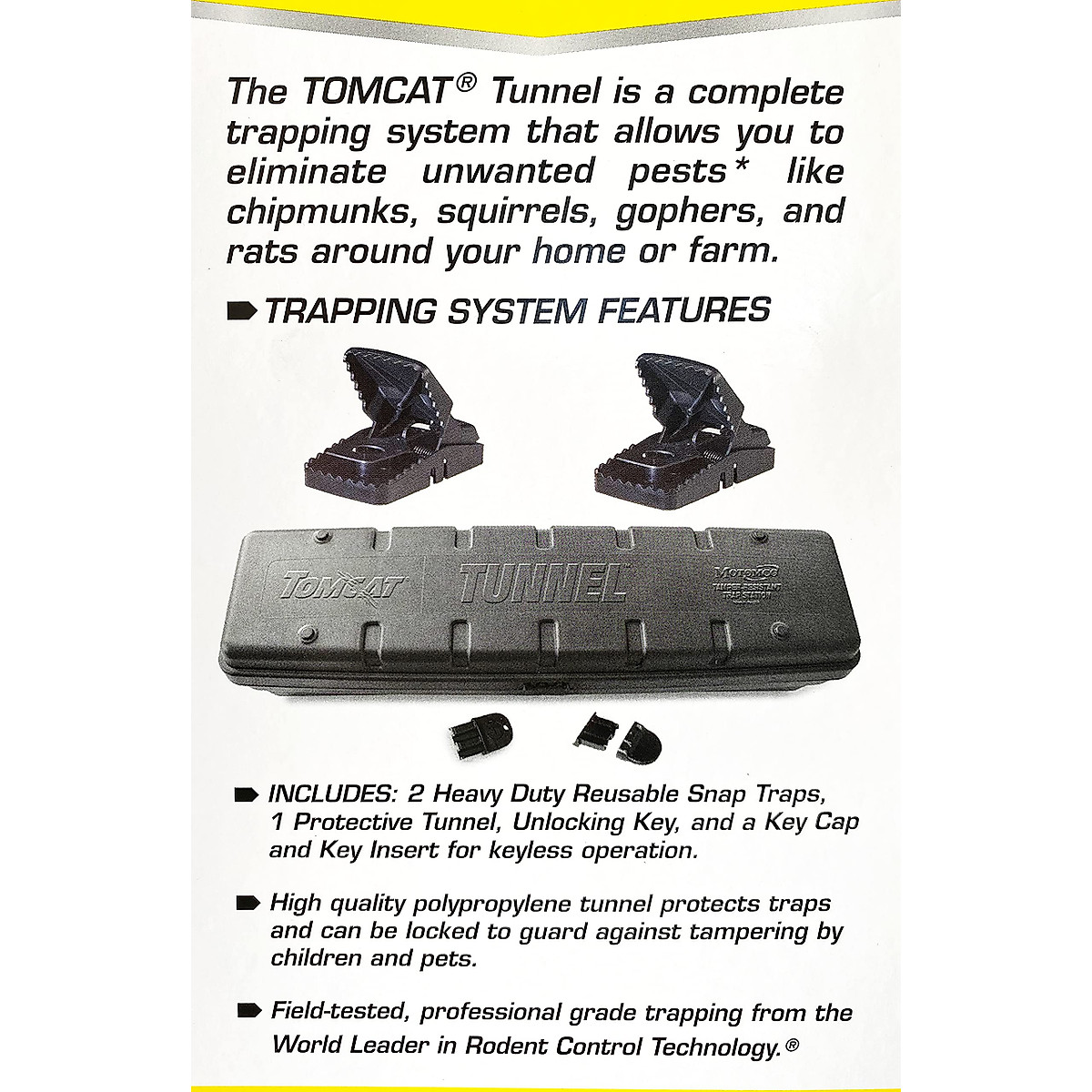 Tomcat Motomco Tunnel Trapping System - Full CASE Bait Station and Trap Station Includes 8 Individual Reusable Snap Traps | 4 Individual Tunnels in Set | Made in USA