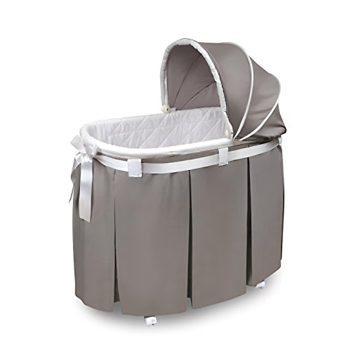 Wishes Oval Rocking Baby Bassinet with Bedding, Storage, and Pad
