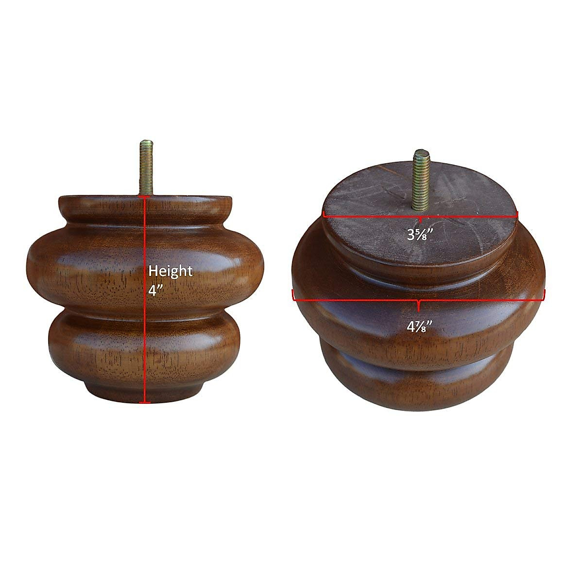 BingLTD - 4" Walnut Hardwood Turned Sofa Legs - Set of 4 (P124-163)