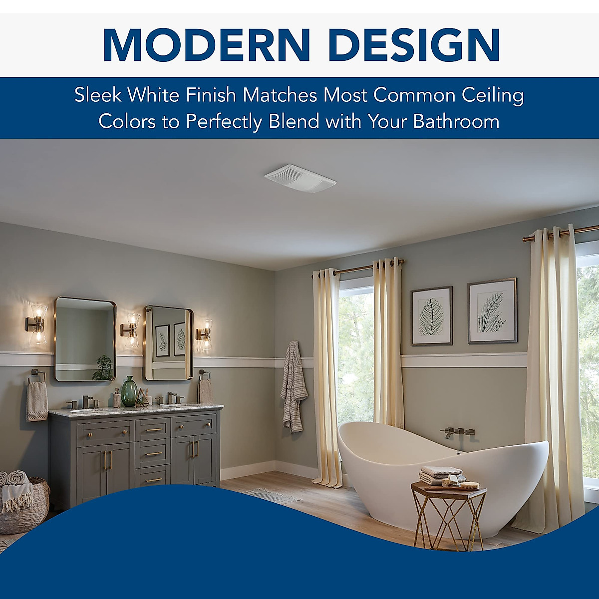 Broan-NuTone Non-Lit PowerHeat Bathroom Exhaust Fan and Heater, 80 CFM, 1.5 Sones, White