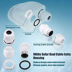 4 Pieces Solar Double Cable Entry Gland for All Cable Types 13AWG to 7AWG, RV Accessories Waterproof ABS Solar Dual Cable Entry Housing for RVBoatYachtRoofCamper Van
