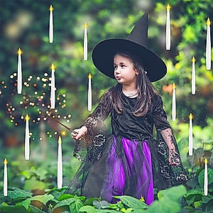 LUSHARBOR Floating Candles with Wand Remote, 20pcs Flameless Candles with Timer, 6.1" Magic Flickering Taper Candles LED Electric Battery Operated Candles for Christmas Halloween Party