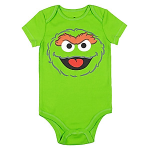 Sesame Street Elmo Cookie Monster Oscar the Grouch Big Bird Infant Baby Boys 5 Pack Bodysuits White 12 Months