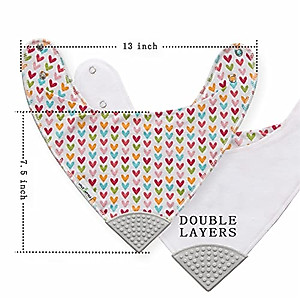 Baby Bibs Bandana Drool Bibs with Teether 4 Pack for Infant, Boys, Girls, Unisex 100% Cotton Drooling Bibs Soft and Absorbent (Colored owl)