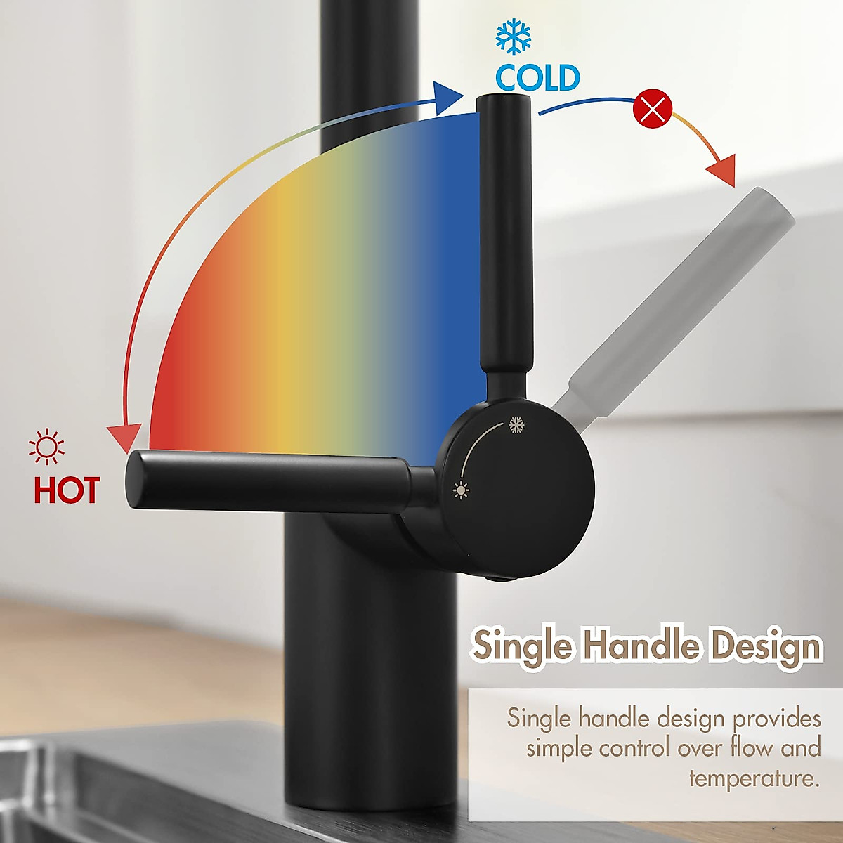 OUEN Matte Blcak Bar Faucet with Pull Down Sprayer for Single Sink,Bar Brass Faucet One Hole for RV Campers Sink Small Faucet with cUPC Supply Hose