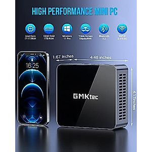 GMKtec Mini PC Windows 11 Pro Intel Core i7-11390H (Turbo 5.0 GHz) 1TB SSD 16GB DDR4, Desktop Mini Computers WiFi 6, USB3.2, BT 5.2, DP, HDMI, RJ45 2.5G