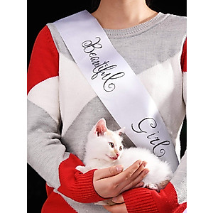 Blank Satin Sash Party Accessory for Wedding, Party Decorations and DIY, White (2)