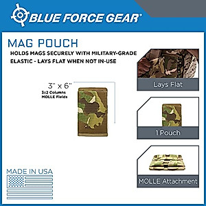 Blue Force Gear MOLLE Mag Pouches, Single Magazine Pouch, Airsoft Magazines Small Pouches - 3.5 x 5.5 x .13 Inches (Ranger Green)