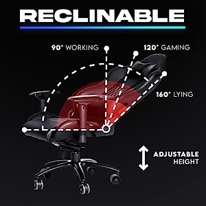 KLIM Esports Gaming Chair with Back & Head Support + Ergonomic Computer Chair with Adjustable Armrests + PU Leather + Very Robust Gamer Chair for Adults + New Version Office Chair + Black…