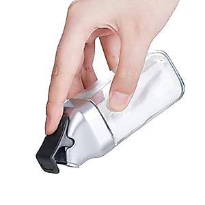 J&M Design Glass Salt and Pepper Shakers Set with Moisture Free Plastic Flip Lid for Kitchen Countertop or Travel Spice Seasoning Use - Set Of 2 Refillable Bottle Dispenser Container Shaker