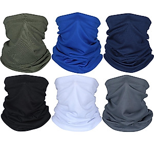 Geyoga Summer Face Mask for Men Neck Gaiters Scarf Face Covering Balaclava Fishing Cycling Running Masks Windproof Bandana (Black, Grey, Royal Blue, Green, Navy, White, 6 Pieces)