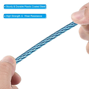 PATIKIL 3.3Ft Safety Cable Lock, 2 Pack Stainless Steel 1.5mm Dia Security Wire Rope with Double Loop for Stage Lighting Luggage Lock Blue