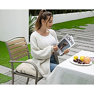 ROSNINIKA Outdoor Chair Cushions 2 Pcs Outdoor Cushions Patio Furniture Cushions Chair Cushion Patio Chair Seat Pads with Ties 17x17 Inches Beige