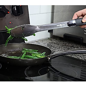 BBQ Mate Gator Grip Snake Eye Tongs - extra long 18" inch heavy duty stainless steel tongs for grilling, cooking, and barbecue