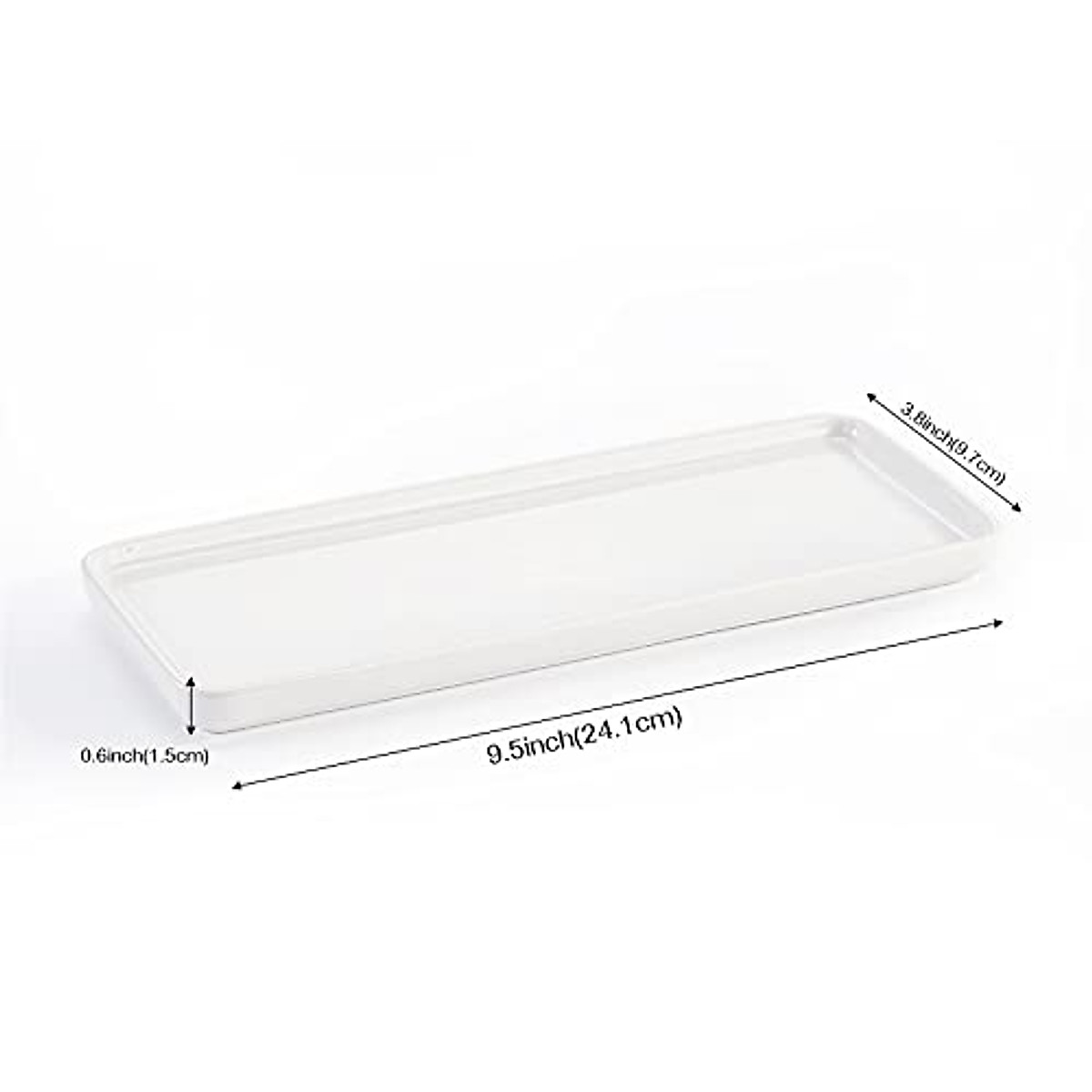 Ceramic Tray, Bathroom Sink Tray, Kitchen Countertop Tray, Vanity Tray, Cosmetics Dish, Candle Tray, Dessert Tray, Perfume Shampoo Liquid Soap Tray,Simple Style Design Suit for Home (White)