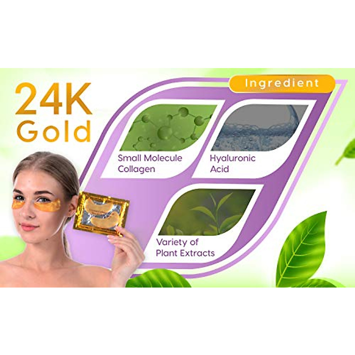 30 Pairs 24K Gold Under Eye Patch, Eye Mask, Collagen Eye Patch, JUYOU Eye Pads For Anti-wrinkles, Puffy Eyes, Dark Circles, Fine Lines Treatment