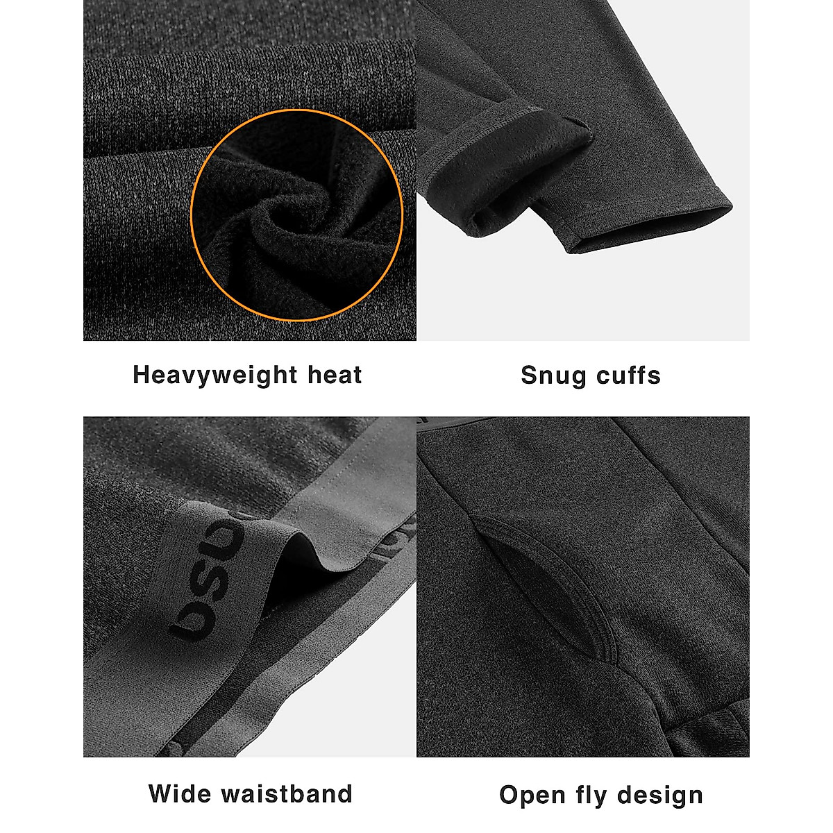 LAPASA Men's Thermal Underwear Bottom Long Johns Pants Fleece Lined Base Layer Lightweight Stretchy Cold Weather Winter Thermoflux 300 Extra Warm M25 Medium Dark Heather Grey