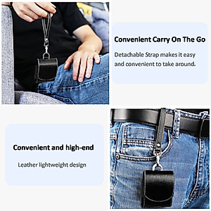 Miimall Compatible for Google Pixel Buds Pro Case Leather, Wear-Resist Magnetic Closure Protective Pouch Pocket with Lanyard, Holster Leather Case for Pixel Buds A-Series, Pixel Buds 2 (Black)