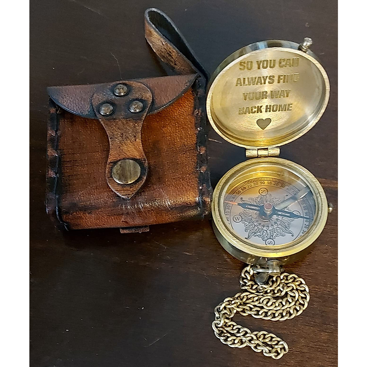 Pocket Compass for Hiking, Survival Instrument Antique “So You Can Always Find Your Way Back Home” Engraved Camping Pocket Compass Nautical Compass Vintage Navigation Outdoor Compass by MAI