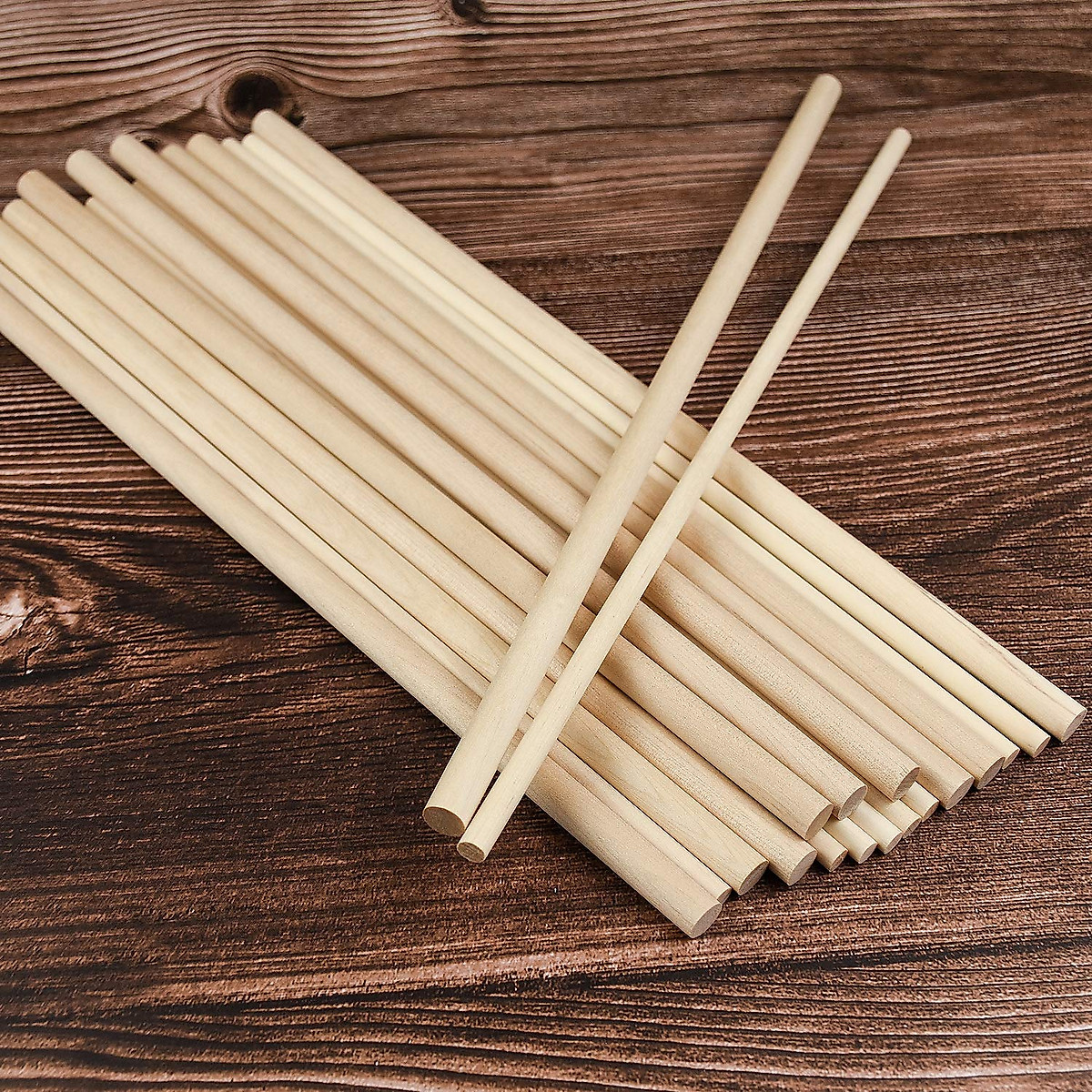 20 Pcs Wooden Dowel Rods for Craft, Unfinished Natural Wood Craft Dowel Sticks 1/4 Inch / 2/5 Inch x 12 Inch