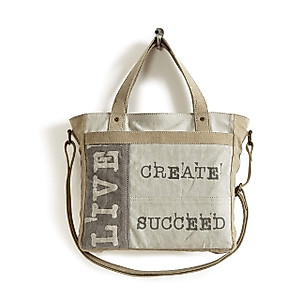 Mona B. Life Is Short Upcycled Canvas Crossbody Bag with Vegan Leather Trim M-5437