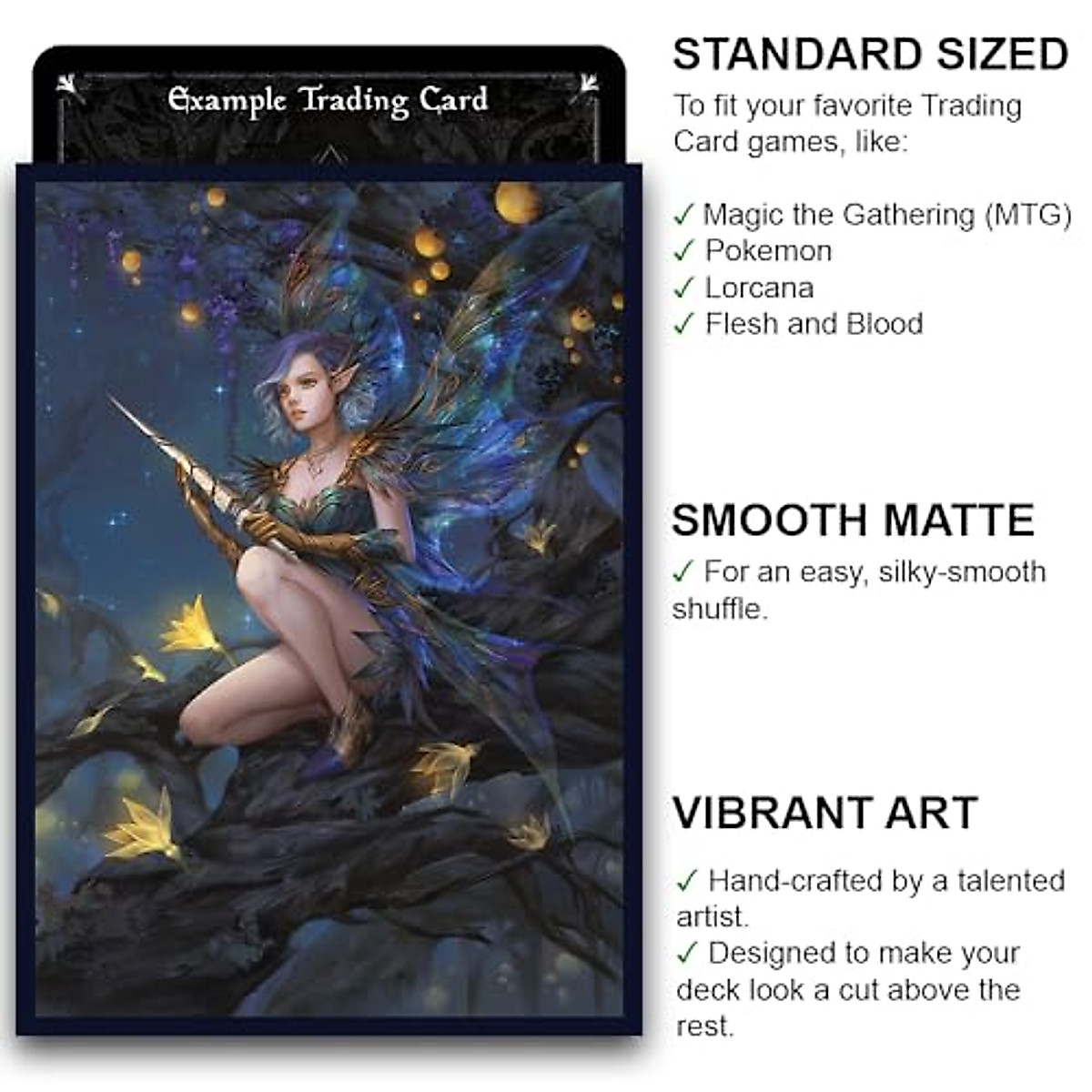 Fantasy North - Yuma Velric - Renegade Fairy - 100 Smooth Matte TCG Trading Card Sleeves - Fits Magic MTG Commander Pokemon and Other Card Games - Playing Card Sleeves