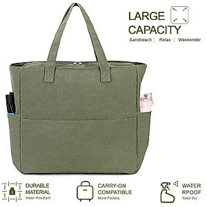 LEDAOU Beach Bag Waterproof Sandproof Women Tote Bag Pool Bag with Zipper for Gym Grocery Travel with Wet Pocket