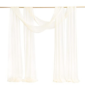 Ling's Moment 32Ft Extra Long Wedding Arch Backdrop Decorations 2 Panels Arch Drapping Fabric Wrinkle-Free - Ivory