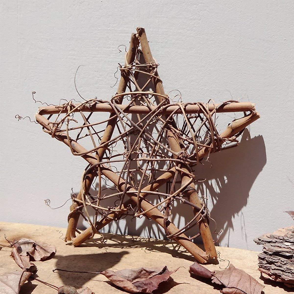 Star Wreath Natural Grapevine Rings Wicker Rattan Branch Wreath Stick Wreath Vine Wreath for Home Garden Wedding Hanging Decor (6 inches)