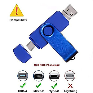 ABLAZE 128GB Type C Flash Drive 3 in 1 OTG USB 2.0 + USB C + Micro USB Thumb Drive Photo Stick for Smartphone/PC/MacBook/Tablet/Computers