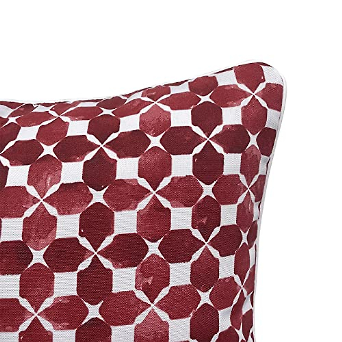 Pcinfuns Outdoor/Indoor Decorative Lumbar Pillows with Insert,Grid Red Throw Pillow Covers 20x12 Inch Cushions for Patio Furniture,Set of 2