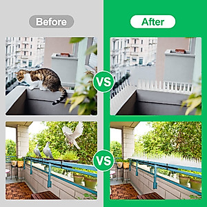 Bird Spikes, Bird Deterrent Spikes for Squirrel Raccoon Small Birds, Defender Spikes, Pigeon Spikes, Outdoor Anti Climb Anti Bird Fence Spikes for Roof, Windowsill, Covers 17 Feet(5.2m) - 12 Pack