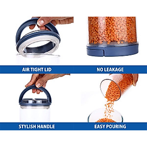 MACHAK Plastic Vaccume Smart Airtight Kitchen Storage Container Set, 900ml (Grey, Set of 10)