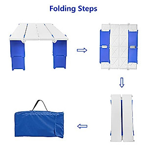 Portable Folding Beach Table for Sand Foldable Adjustable Side Table Desk for Camping Picnic BBQ with Carry Bag, Blue