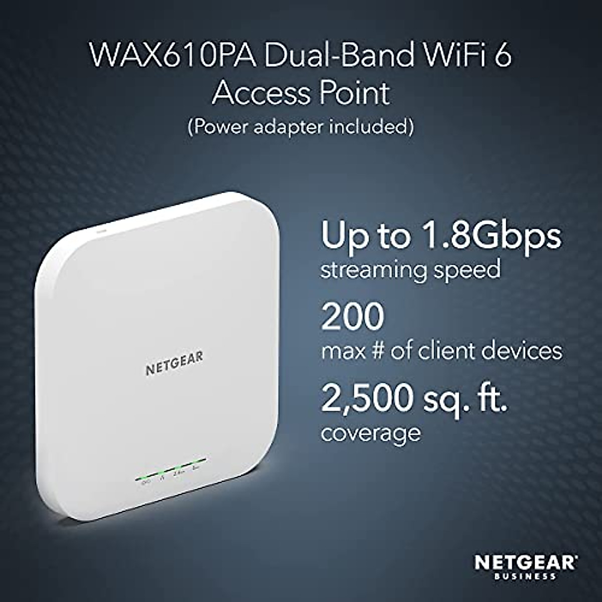 NETGEAR Wireless Access Point (WAX610PA) - WiFi 6 Dual-Band AX1800 Speed | Up to 250 Devices | 1 x 2.5G Ethernet LAN Port | 802.11ax | Insight Remote Management (Renewed)