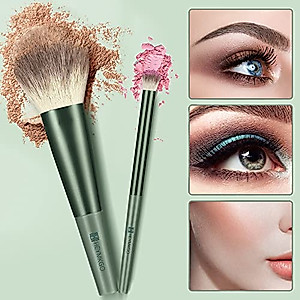 Makeup Brushes Set, HEYMKGO 11Pcs Makeup Brush Set Premium Synthetic Bristles Conical Handle Kabuki Foundation Face Eyeshadow Brush for Liquid Powder Buffing Blending Contouring With Travel Case