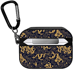 Shockproof Portable Protective Hard Printing Pattern Cover Case with Carabiner Compatible with AirPods Pro 2019 / Chinese Dragon Pattern