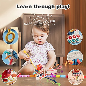 Montessori Toys for 18M+, UFO Food Grade Silicone Pull String Activity Toy, Baby Sensory Toys for Toddlers, Travel Toys for Babies, Baby Toys Developing Fine Motor Skills Toys Gift for 1+ Year Old