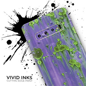 DesignSkinz Purple Metal with Lime Green Rust Protective Vinyl Decal Wrap Skin Cover Compatible with The Samsung Galaxy S20 (Screen Trim & Back Glass Skin)