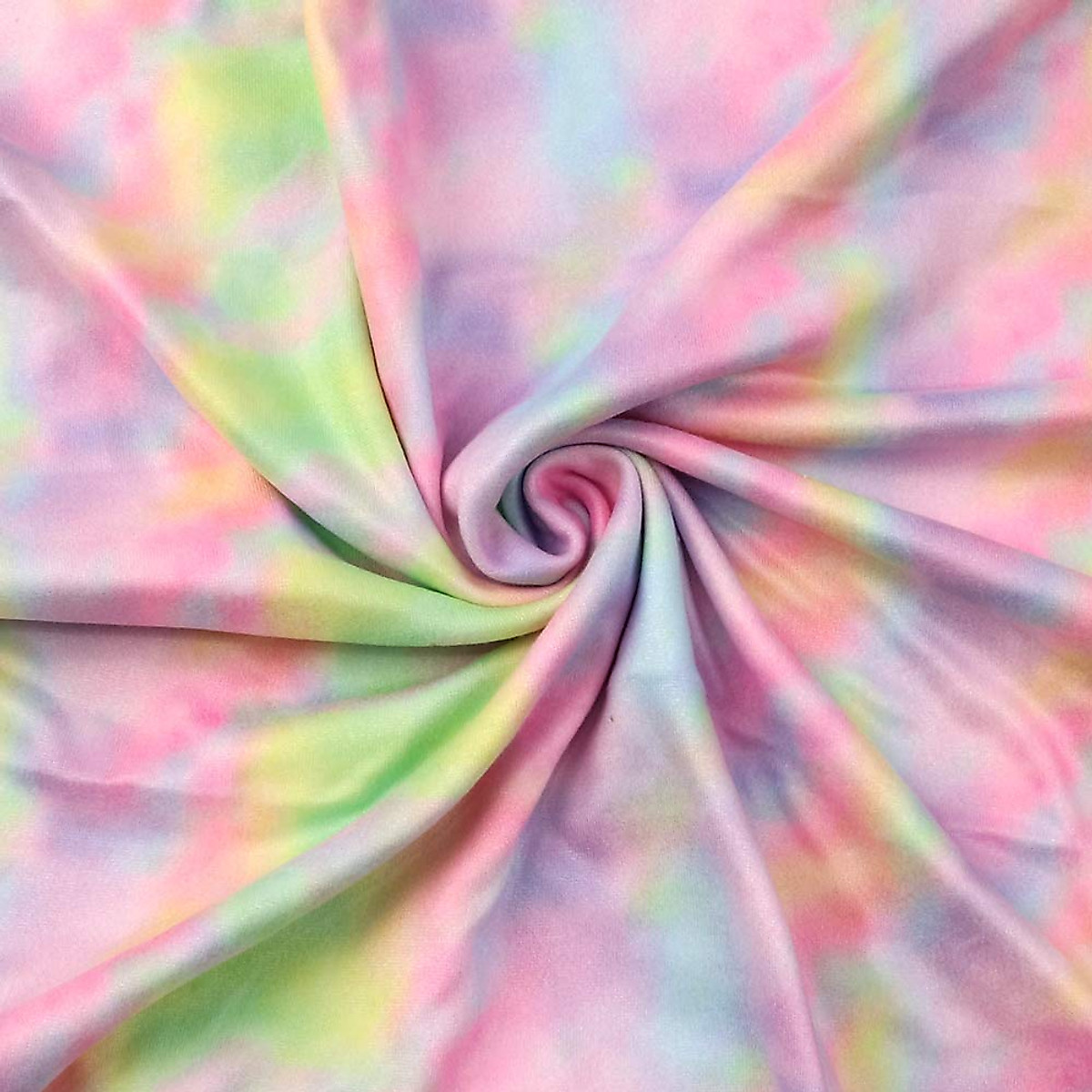 David accessories Double Brushed Poly Knit Fabric Tie-Dye Pattern Printing Fabric Stretch Spandex Knitting Fabric DBP Fabric by The Yard for Clothes Dress (Rainbow)