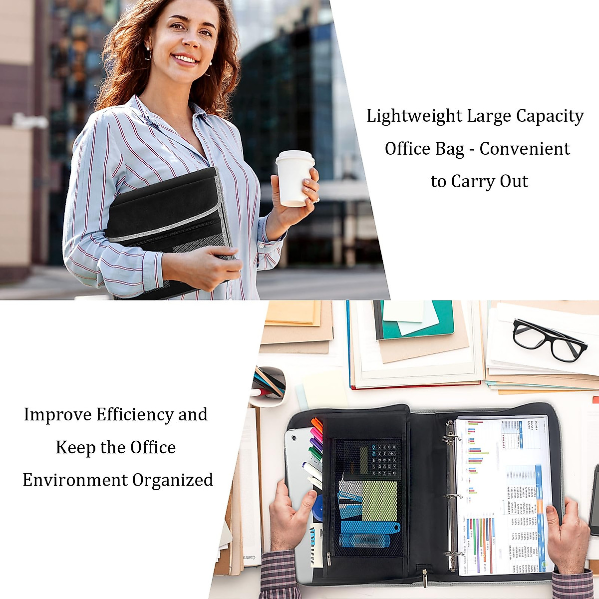 Jacng Accordion File Organizer Business Organizer Binder Accordion with Zipper Multi Pocket Folder for Office Supplies