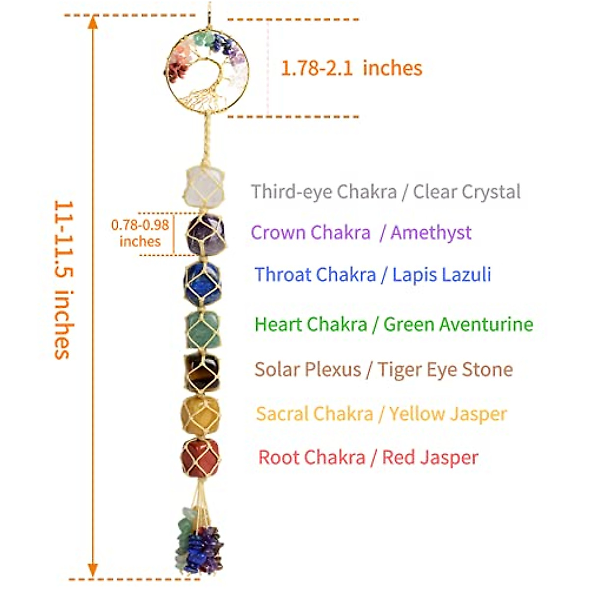 Tree of Life Handmade 7 Chakras Stones Healing Crystals Tree of Life Hanging Ornament for Home Decor