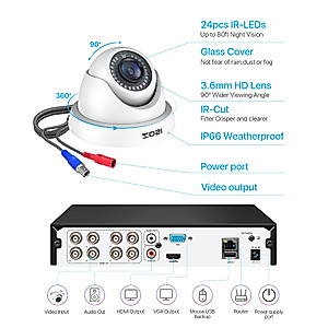 ZOSI 3K 5MP Lite H.265+ Home Security Camera System with AI Human Vehicle Detection, 8 Channel Surveillance DVR and 4 x 1080p Weatherproof CCTV Dome Camera Outdoor Indoor, 80ft Night Vision, 1TB HDD