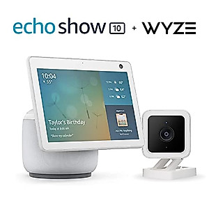 Echo Show 10 (3rd Gen) | HD smart display with motion and Alexa | Glacier White | with Wyze Cam V3