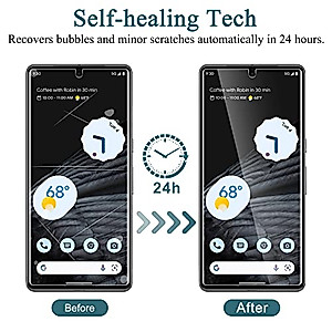 LYWHL [2+2 Pack] for Google Pixel 7 Pro 6.7” Screen Protector Case Friendly [Not Glass], HD Clear Flexible Film with Black Camera Lens Glass Protector, Fingerprint Compatible No Bubble Anti-Scratch