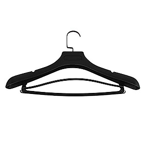 Plastic Extra Wide Suit Hangers, Pack of 15, Width: 17.7",Notched Shoulders & Swivel Hooks, Black