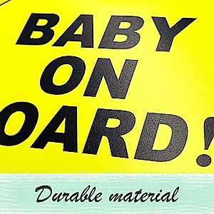 Baby On Board Signs Suction Cups, 2PCS Reusable Waterproof Kids Safety Warning Sticker Notice Board Car Accessories Sign For Car Window, 5" x 5"