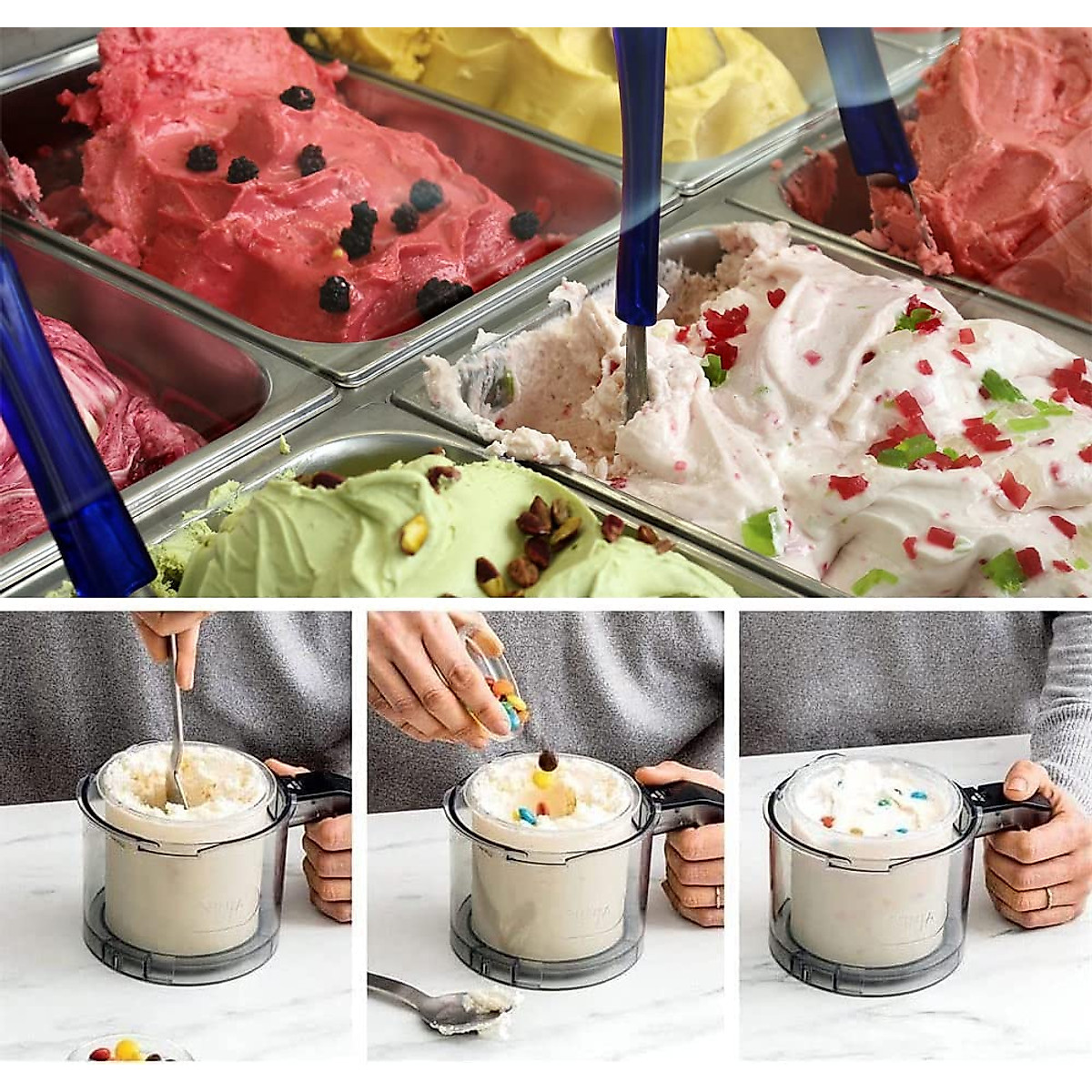 Ice Cream Pints Cup,Creami Pint Containers with Lids for Ninja Cream Pints,Creami Pints Kitchen Accessories,for NC301 NC300 NC299AMZ Series Ice Cream Maker,Dishwasher Safe