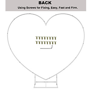 LANGXUN Large Size Metal Balloon Arch Kit, Wedding Heart Arch Stand, Love Balloon Column Arch Frame for Wedding, Bridal, Valentine's Day, Engagement and Birthday Party Supplies (Heart White)