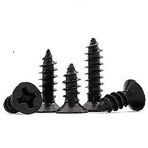 100pcs Self Tapping Screws M1.7 M2 M2.3 M2.6 M3 Laptop Screws Computer Screws Small Philips Pan Head Black Carbon Steel DUO ER (Length : 12mm, Size : M2.6)